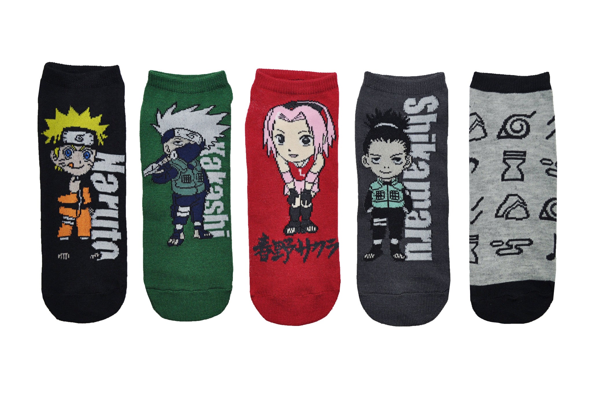 Naruto Shippuden Chibi 5 Pair Pack of Lowcut Socks – Everything Legwear